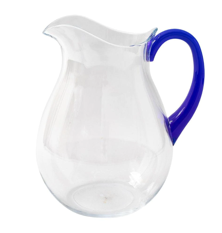 Clear Acrylic Pitcher W/ Cobalt Blue Handle- 64 Oz – Soiree At The Lake